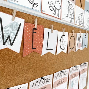 BOHO VIBES Bulletin Board Banners | Neutral Classroom Bunting ...