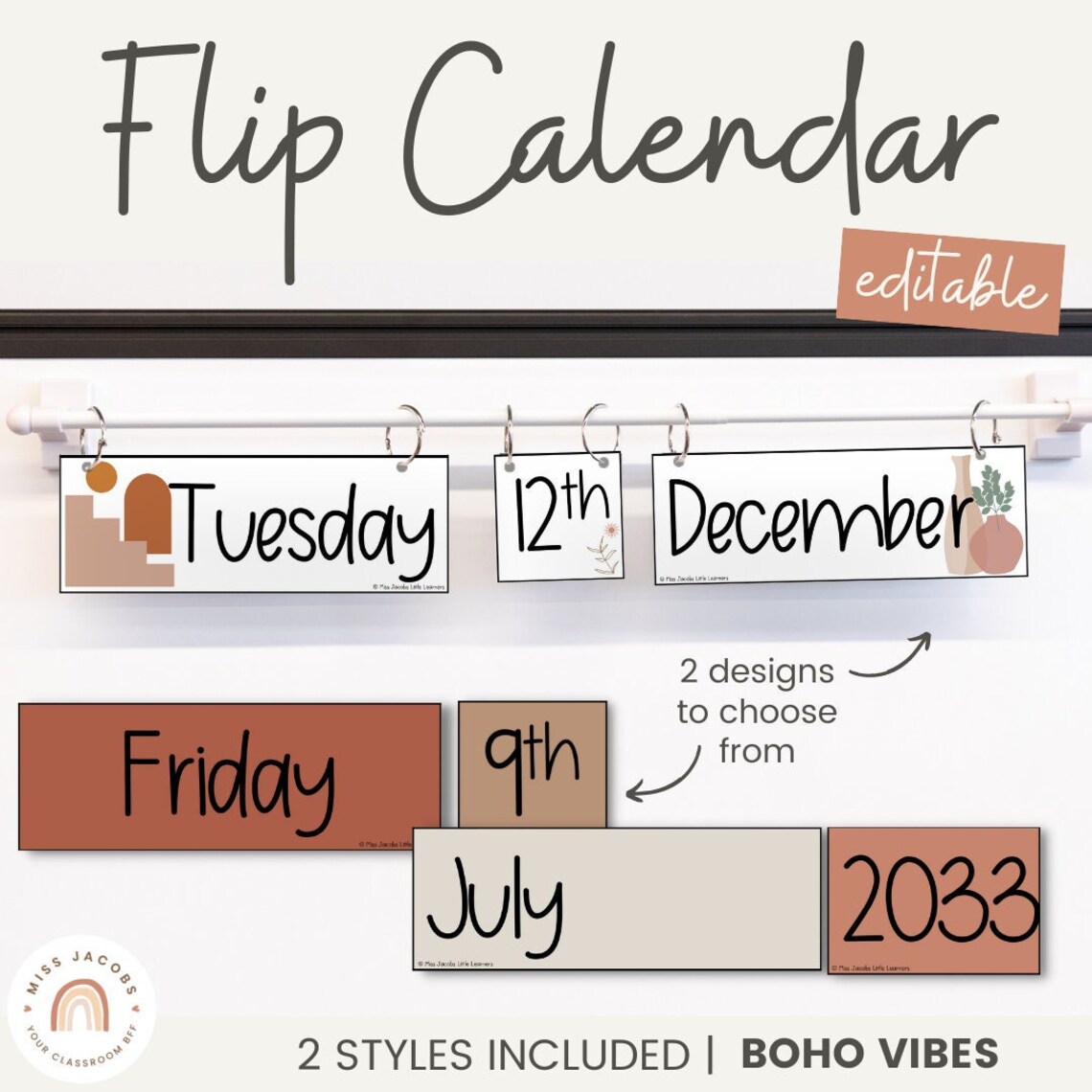 Flip Calendar | Boho Vibes Desert Neutral Classroom Themed Decor ...