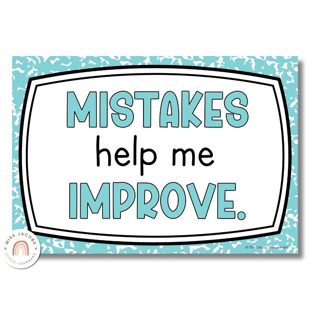 Cutesy Growth Mindset Posters, Printable Positive Self-talk for Kids ...