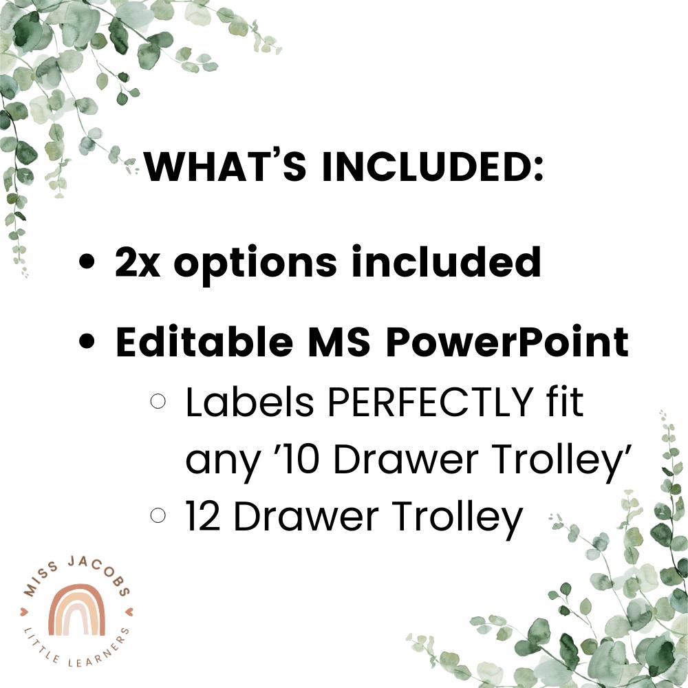 Teacher Trolley Labels, Editable Rolling Cart Drawer Organizers ...