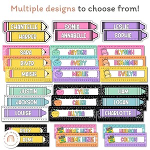 Cutesy Student Desk Name Plates, Editable Desk Name Tags, Cute School ...