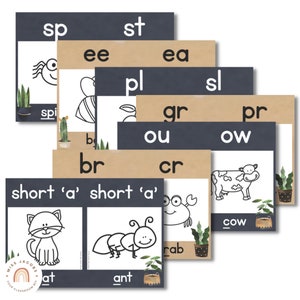 Phonics Posters Rustic BOHO PLANTS Decor - Etsy