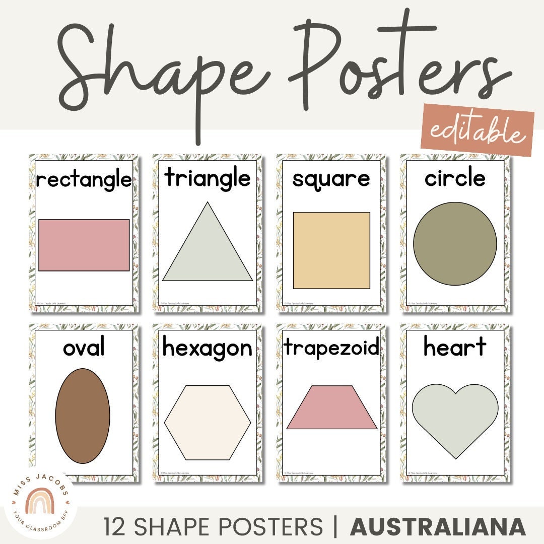 Shape Posters | Australiana Classroom Decor | Australian Flora and ...