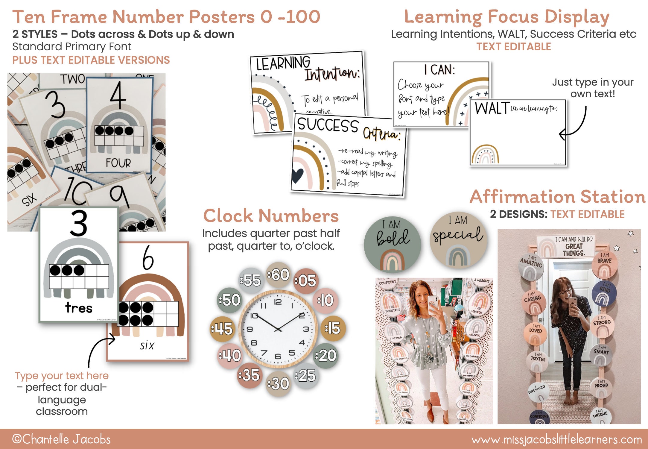 BOHO RAINBOW Classroom Decor Bundle Editable Neutral - Etsy Australia