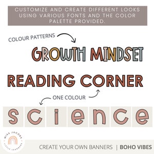 BOHO Classroom Display Headers | Editable Bulletin Board Lettering Pack ...