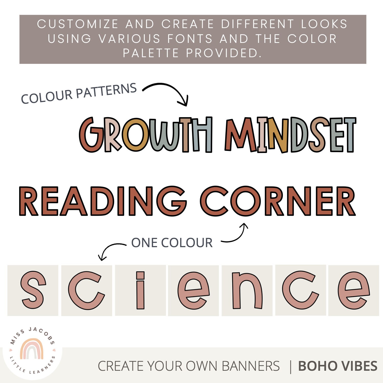 BOHO Classroom Display Headers Editable Bulletin Board | Etsy