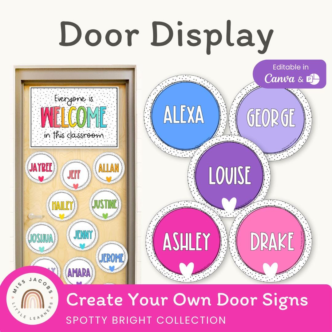 SPOTTY BRIGHTS Door Display | Editable Groovy Rainbow Decor - Etsy