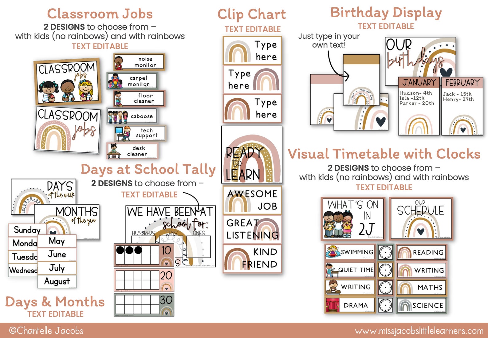 BOHO RAINBOW Classroom Decor Bundle Editable Neutral - Etsy
