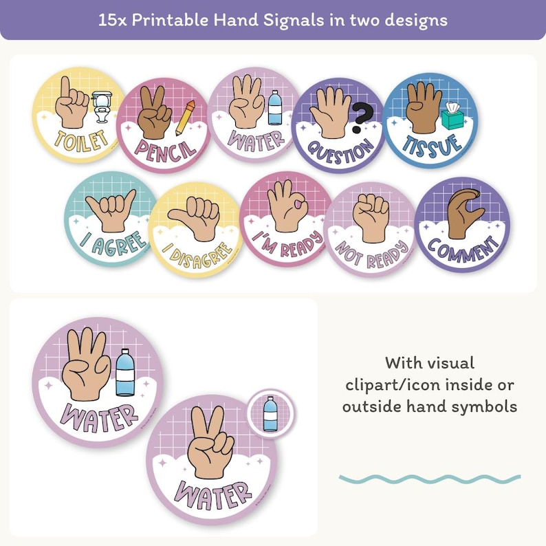Hand Signal Posters Dreamy Space Theme: Pastel Classroom Management ...