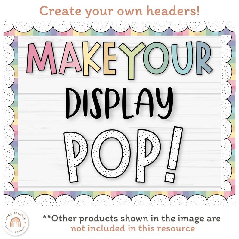 Groovy Bulletin Board Lettering Pack | Editable SPOTTY PASTEL Display ...