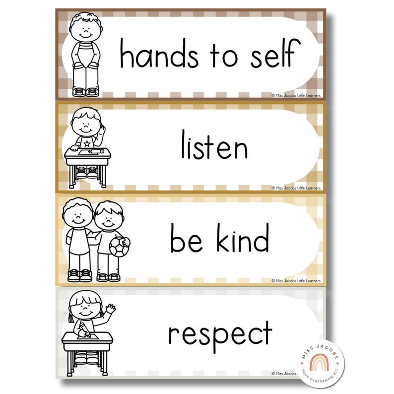 Classroom Rules Posters and Classroom Management Slips | Daisy Gingham ...