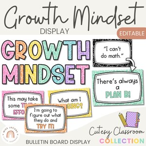 Cutesy Growth Mindset Posters, Printable Positive Self-talk for Kids ...