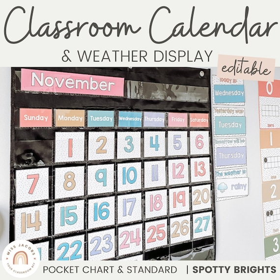 Classroom Calendar and Weather Display SPOTTY BRIGHTS - Etsy