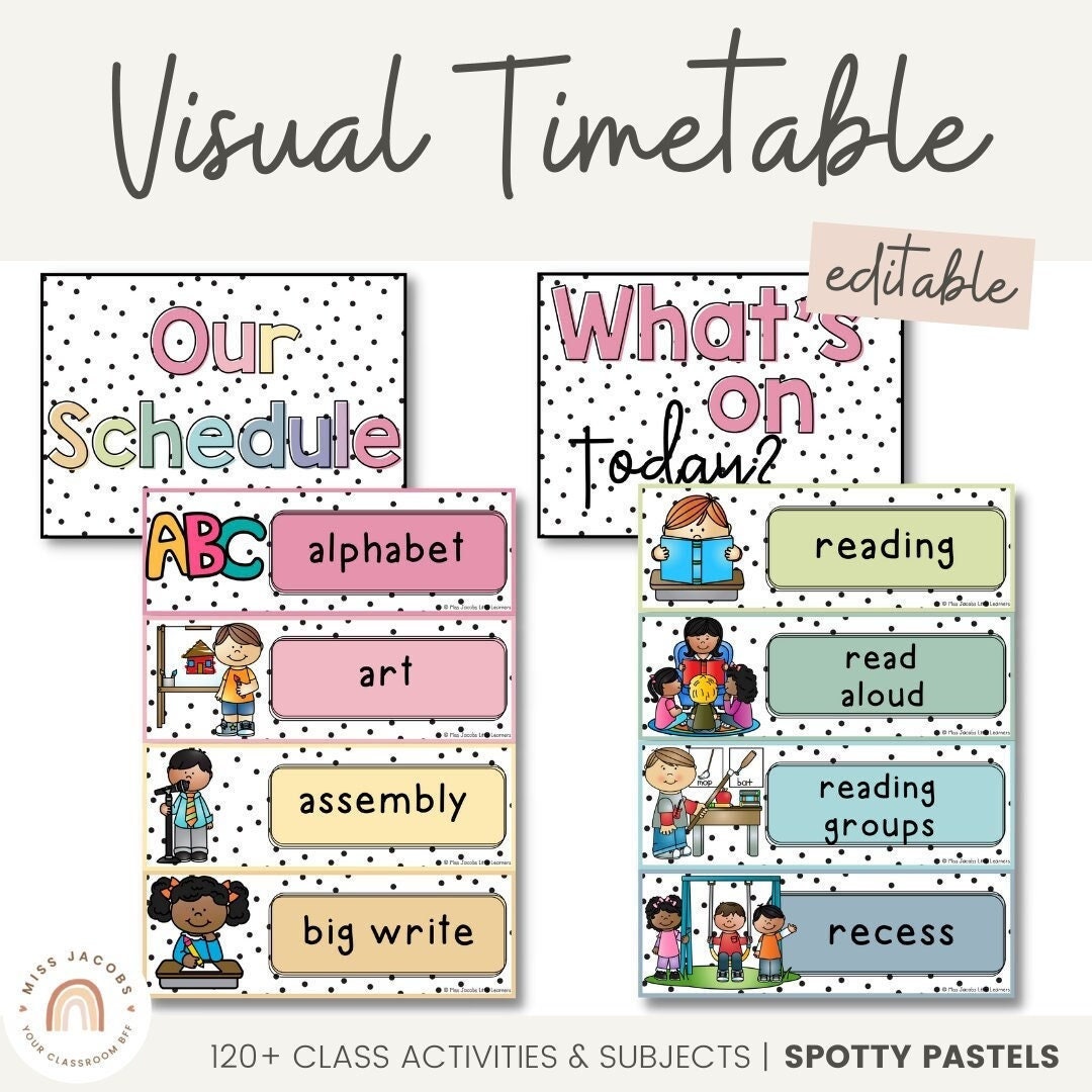 Visual Timetable SPOTTY PASTELS Classroom Decor Editable | Etsy