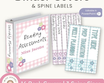 Binder Covers and Spines | Daisy Gingham Pastels Classroom Decor ...