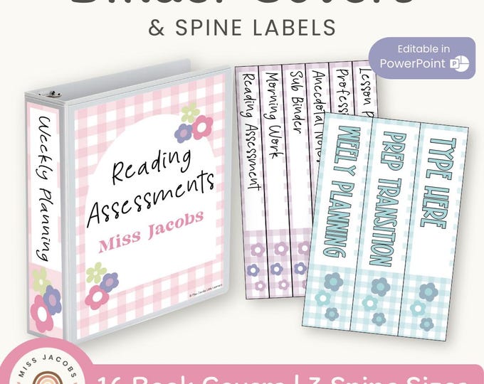 Binder Covers and Spines | Daisy Gingham Pastels Classroom Decor ...