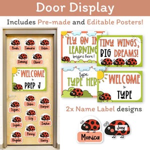 Spring Ladybug Classroom Decor Bundle, Editable Nature Theme Essentials ...