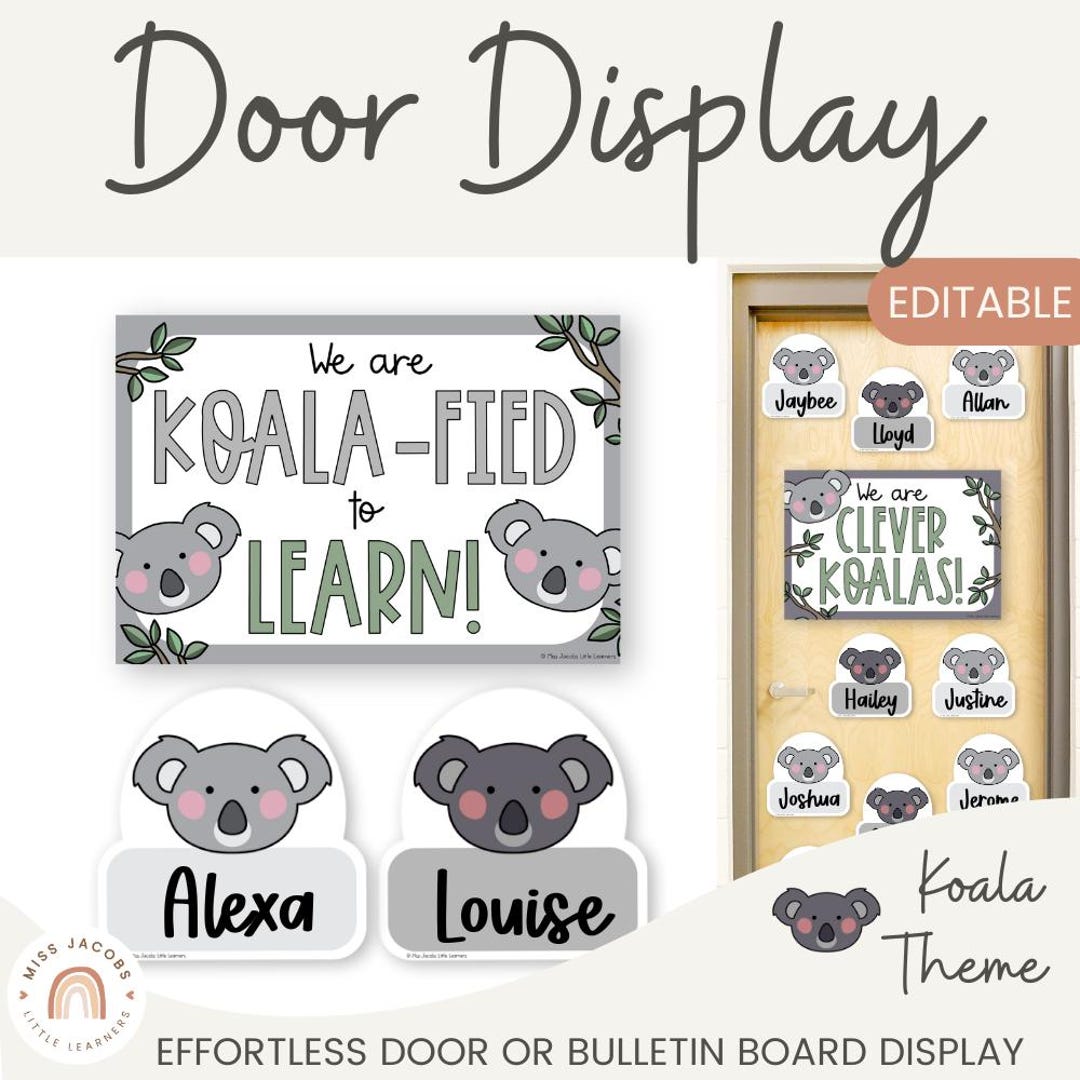 Koala Classroom Door Sign, Editable Welcome Posters + Name Labels or ...