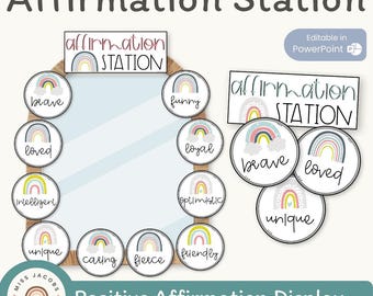 MODERN RAINBOW Affirmation Station | Positive Affirmations | Editable ...