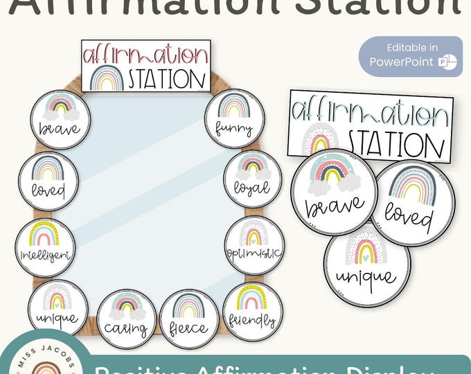 MODERN RAINBOW Affirmation Station | Positive Affirmations | Editable ...