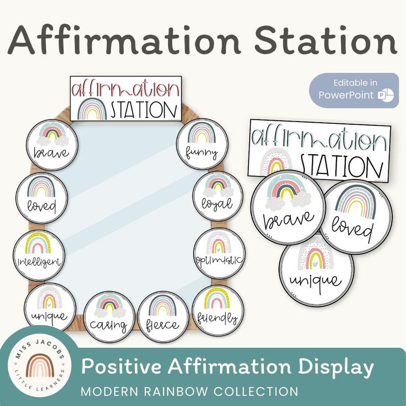 MODERN RAINBOW Affirmation Station | Positive Affirmations | Editable ...
