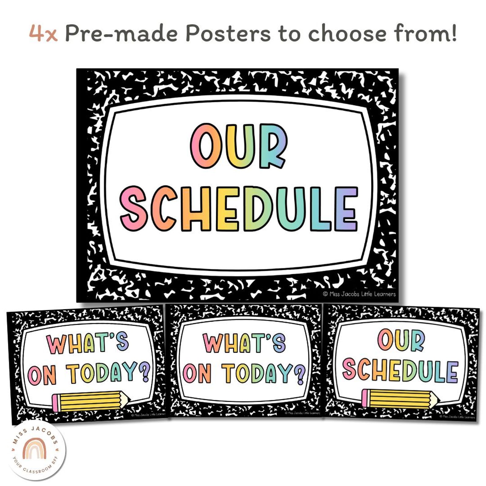 Cutesy Visual Classroom Schedule, Back to School Theme Visual Schedule ...