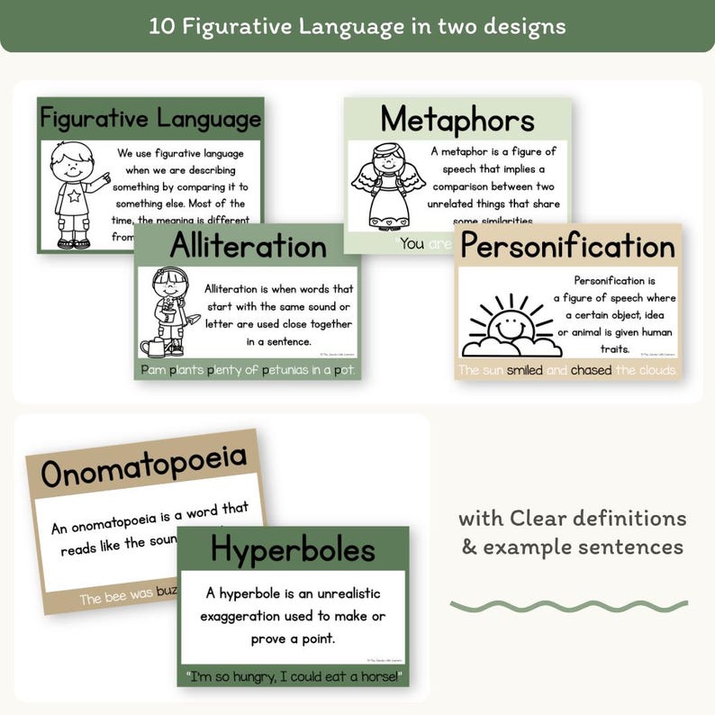 Figurative Language Posters, Modern Botanical Farmhouse Printable ELA ...