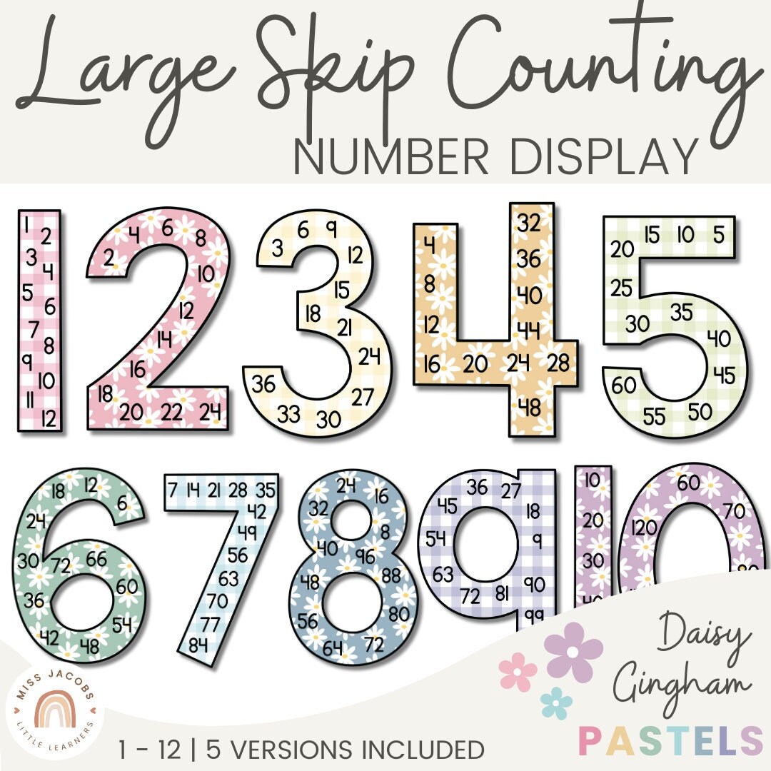 Skip Counting Large Number Line Display | Daisy Gingham Pastels Math ...