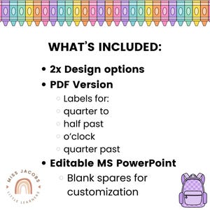 Cutesy Clock Labels Display, Editable Classroom Wall Clock Decor ...