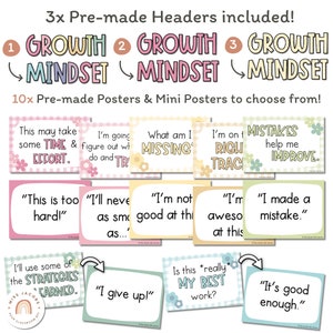 Modern Growth Mindset Display | Daisy Gingham Pastels Classroom Decor ...