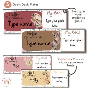 Student Name Tags & Goals Desk Plates | Australiana Classroom Decor ...
