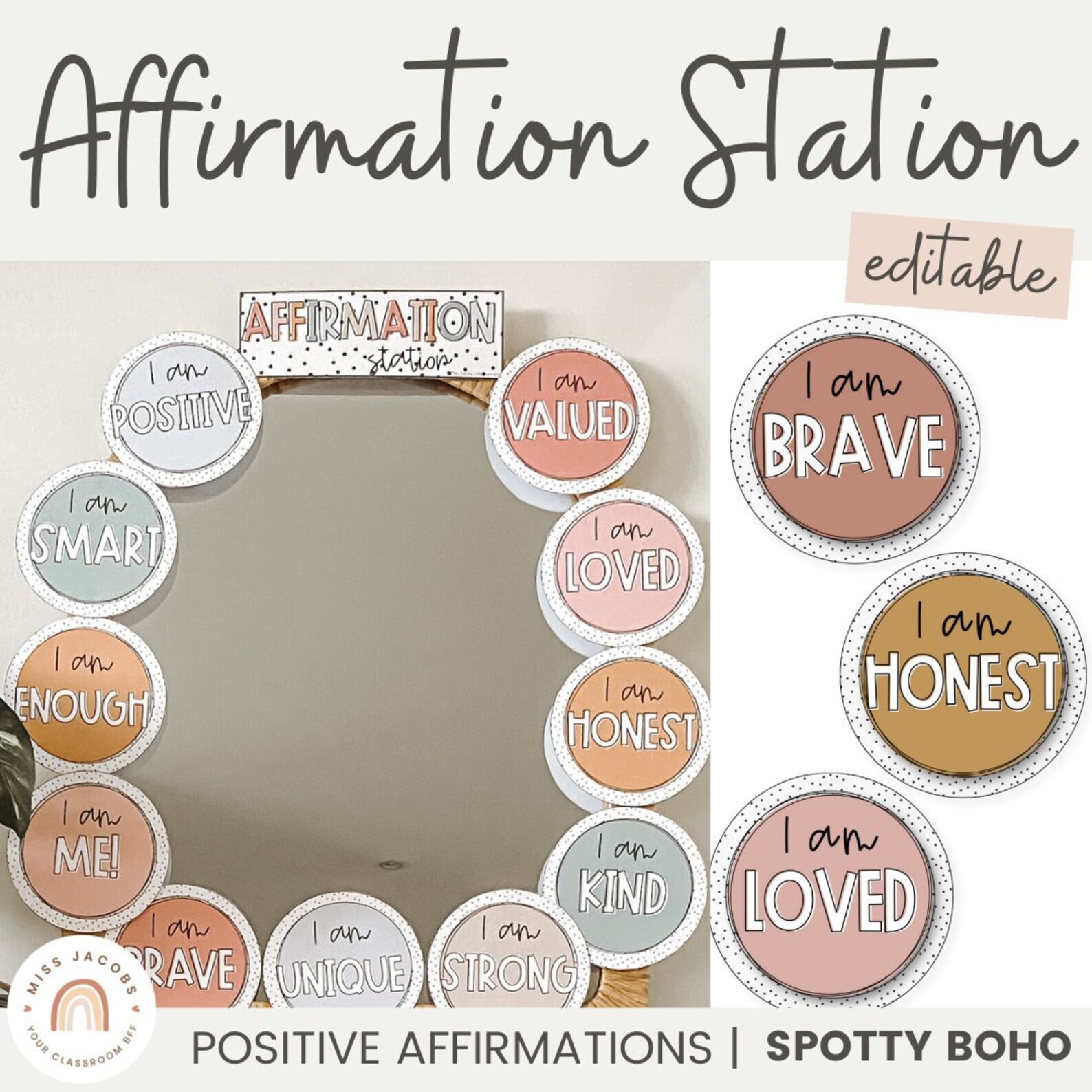Affirmation Station SPOTTY BOHO Positive Affirmations Mirror Display - Etsy