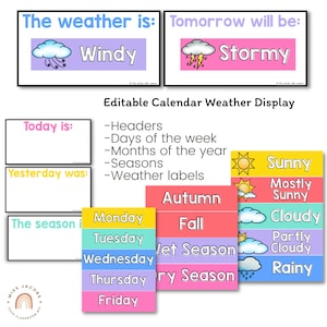 Classroom Calendar | BRIGHTS | Pocket Chart and Standard Size - Etsy
