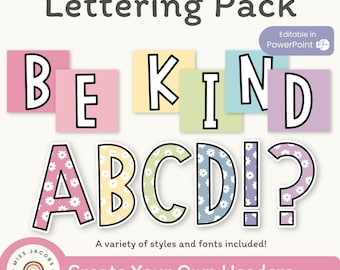 Bulletin Board Lettering Pack | Daisy Gingham Pastel Classroom Decor ...