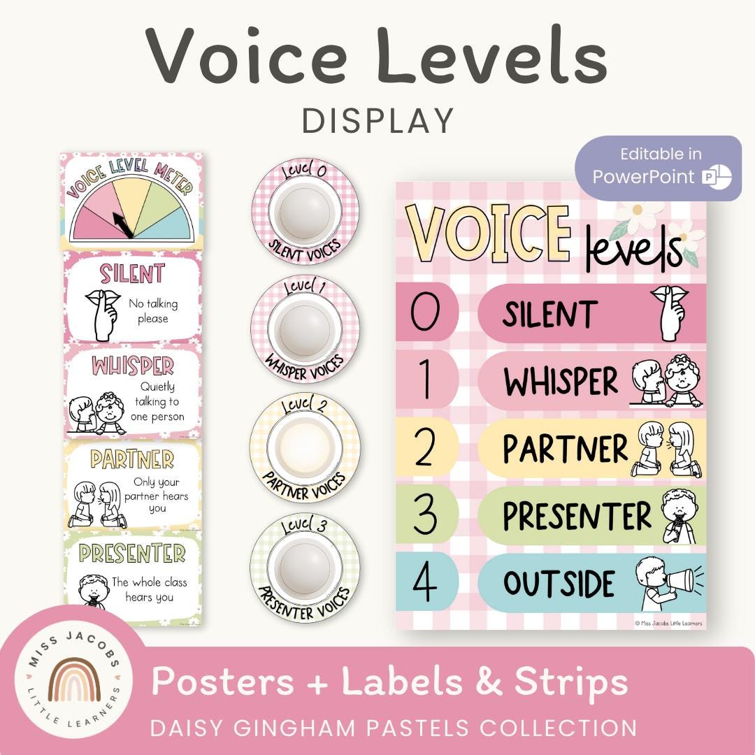 Editable Voice Levels Display | Push Light Noise Levels | Daisy Gingham ...