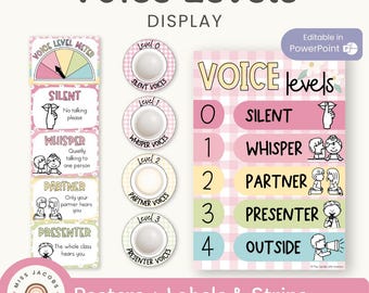 Editable Voice Levels Display | Push Light Noise Levels | Daisy Gingham ...