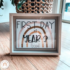 Modern BOHO RAINBOW First Day of School Sign | Editable Neutral Rainbow ...