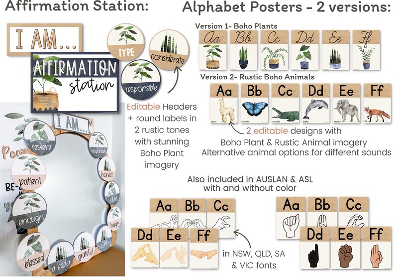 Boho Plants Classroom Decor Bundle Rustic Modern Boho Decor - Etsy