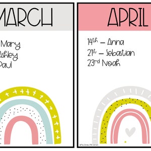 MODERN RAINBOW Birthday Display | Editable | Calm Colors Classroom ...