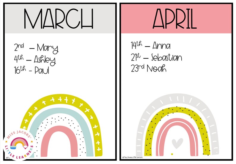 MODERN RAINBOW Birthday Display Editable Calm Colors - Etsy