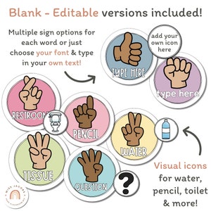 Hand Signals Posters | PASTELS Classroom Decor | EDITABLE - Etsy