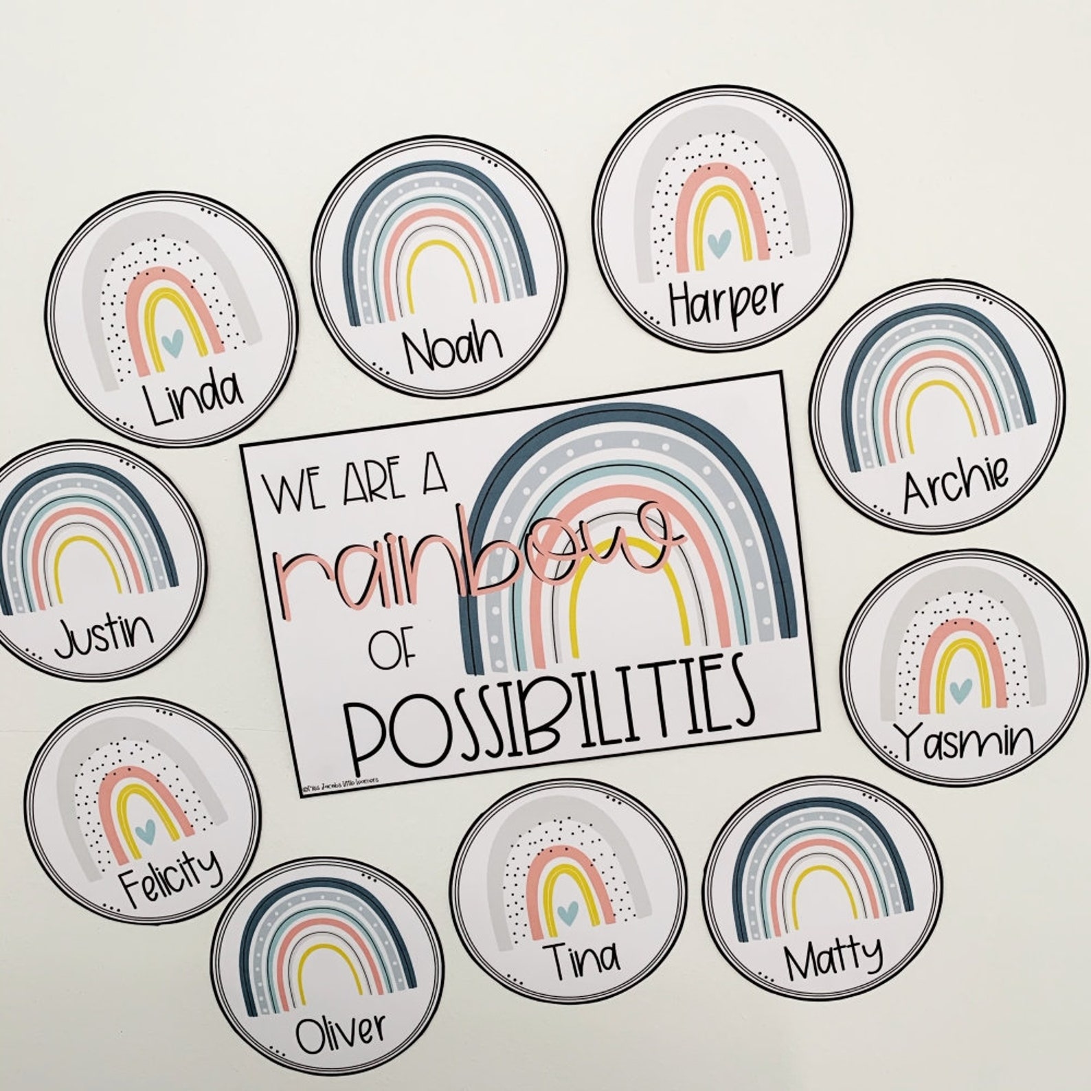 MODERN RAINBOW Classroom Decor Bundle Editable Calm Colors Classroom ...