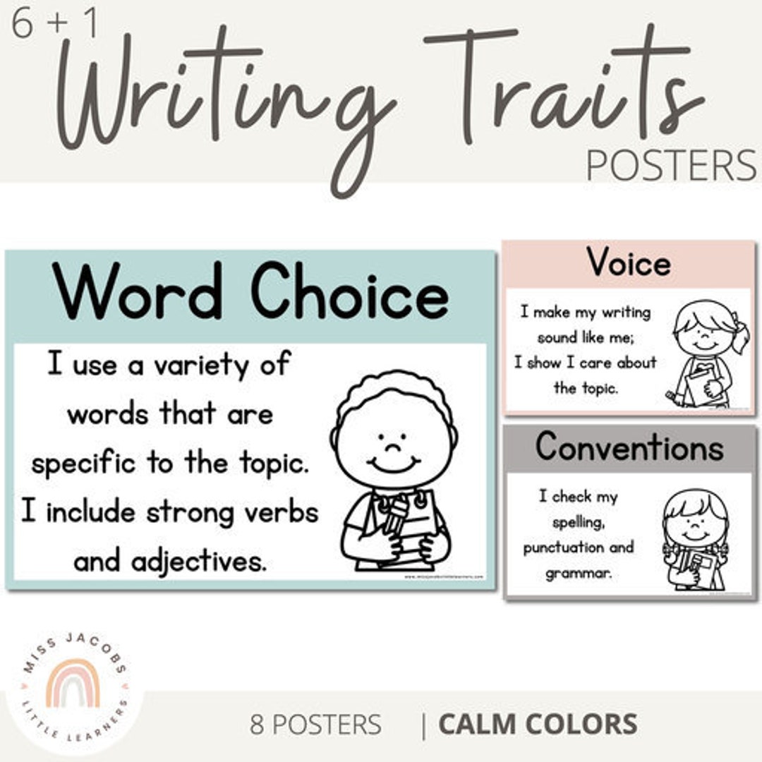 CALM COLORS 6+1 Traits of Writing Posters | English Posters | Modern ...