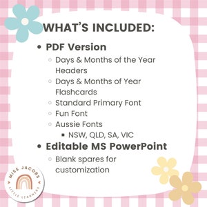 Days and Months Flashcards | Daisy Gingham Pastels Classroom Decor ...