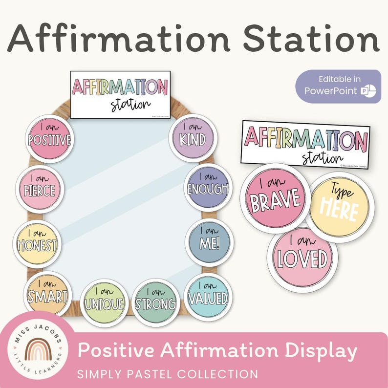 Affirmation Station | PASTELS | EDITABLE - Etsy Australia