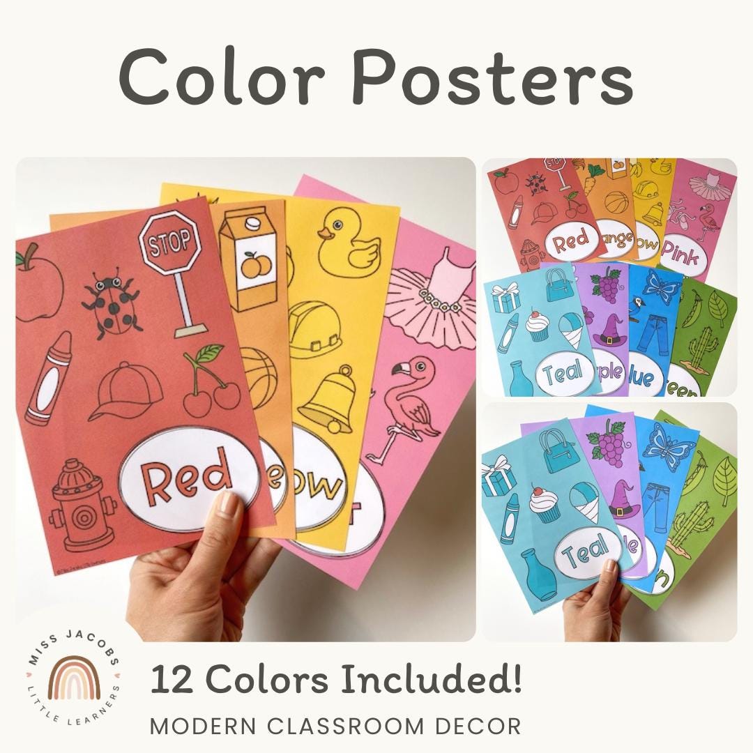 Color Posters | Modern Classroom Decor Color Posters - Etsy