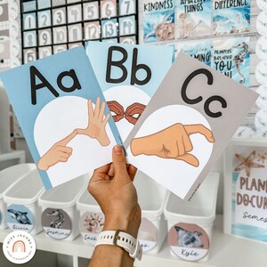 Alphabet Posters Bundle With ASL & Auslan Alphabet Modern Ocean ...