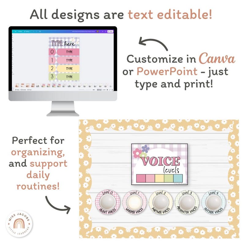 Editable Voice Levels Display | Push Light Noise Levels | Daisy Gingham ...