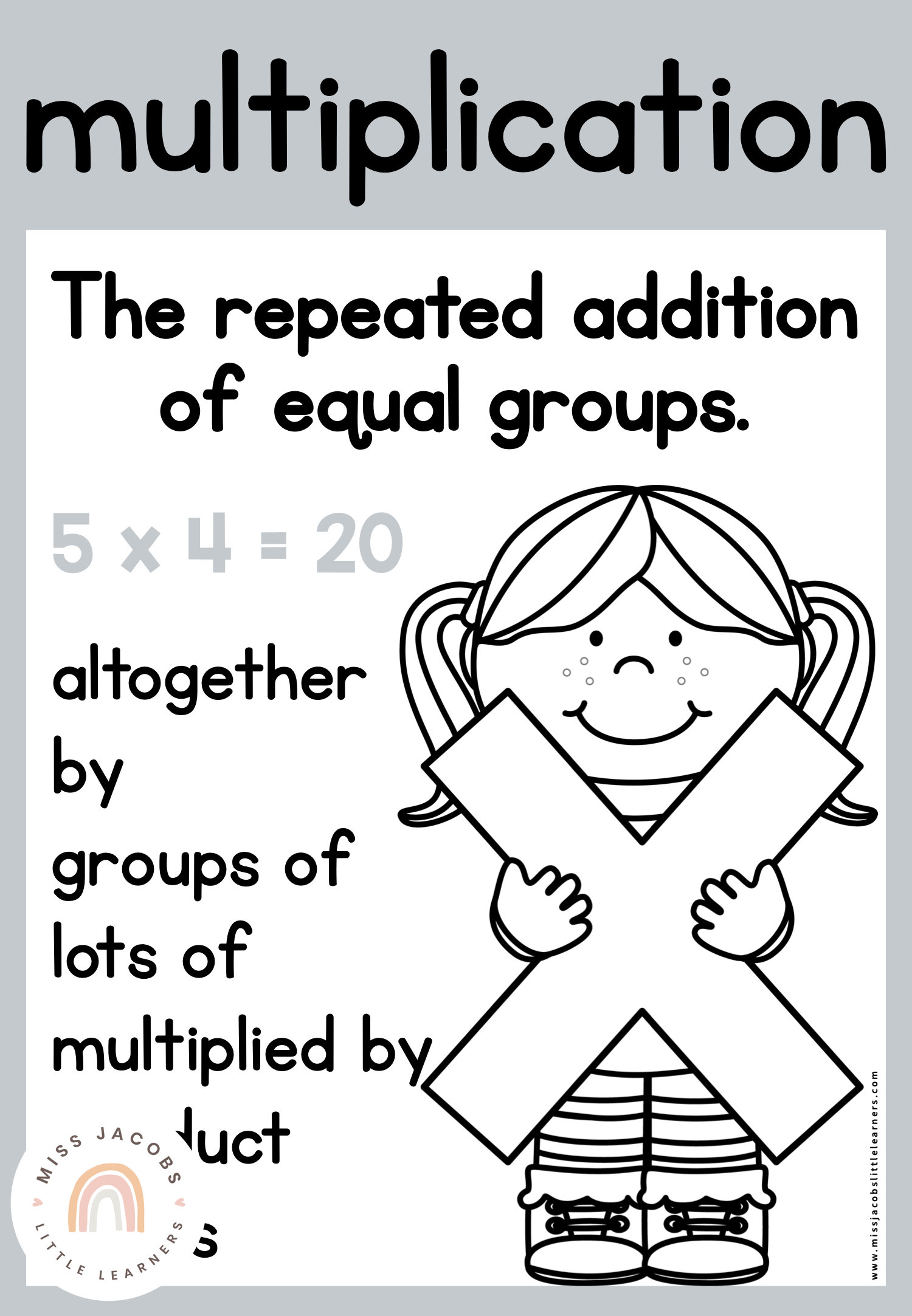 CALM COLORS Math Operation Posters | Math Posters | Modern Rainbow ...