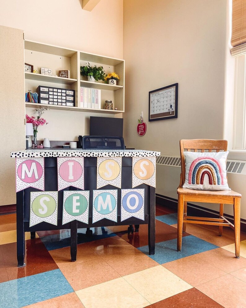 Bulletin Board Bunting SPOTTY BRIGHTS Editable - Etsy